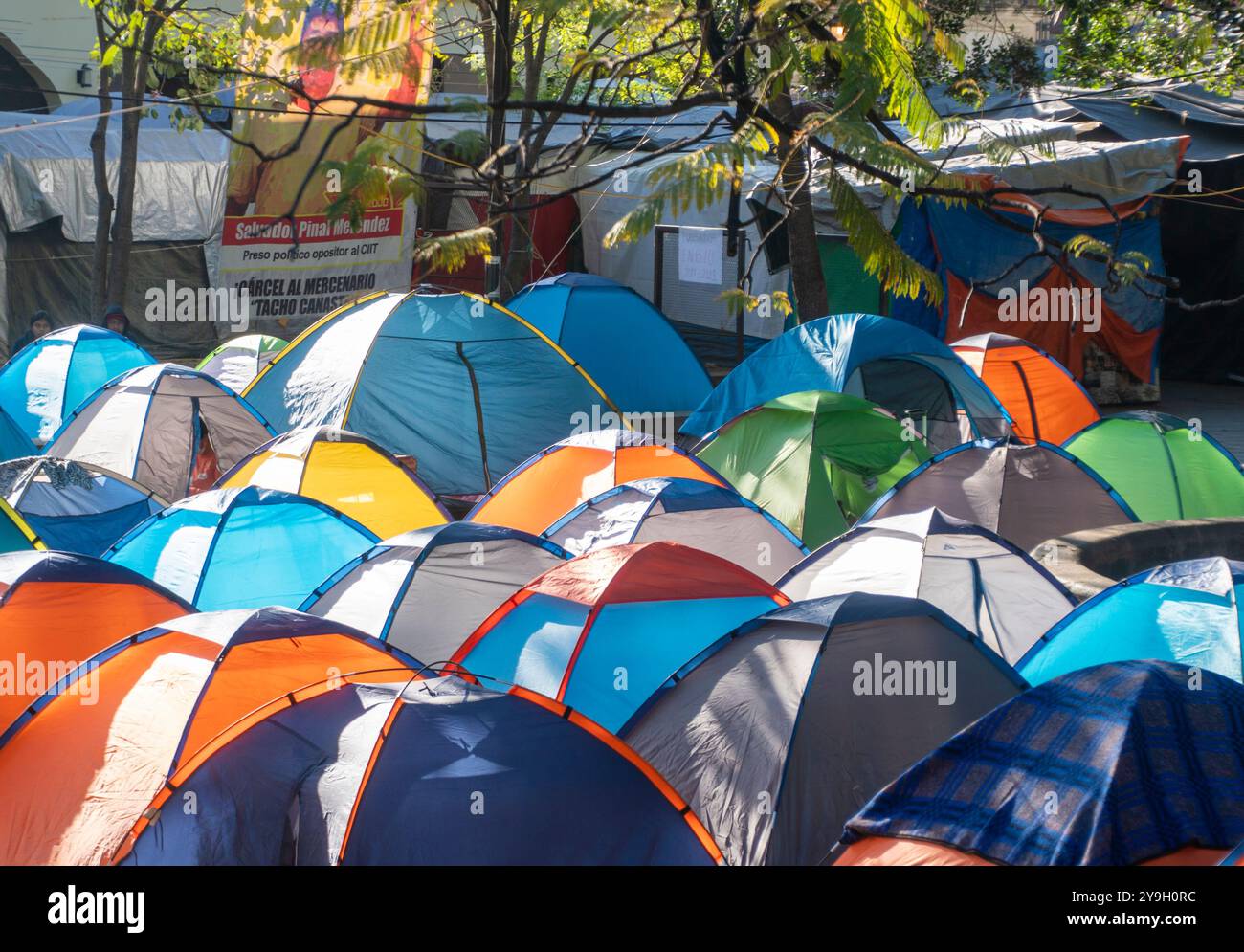 Many Tents on the Central Square of Oaxaca City, Oaxaca state, Mexico ...