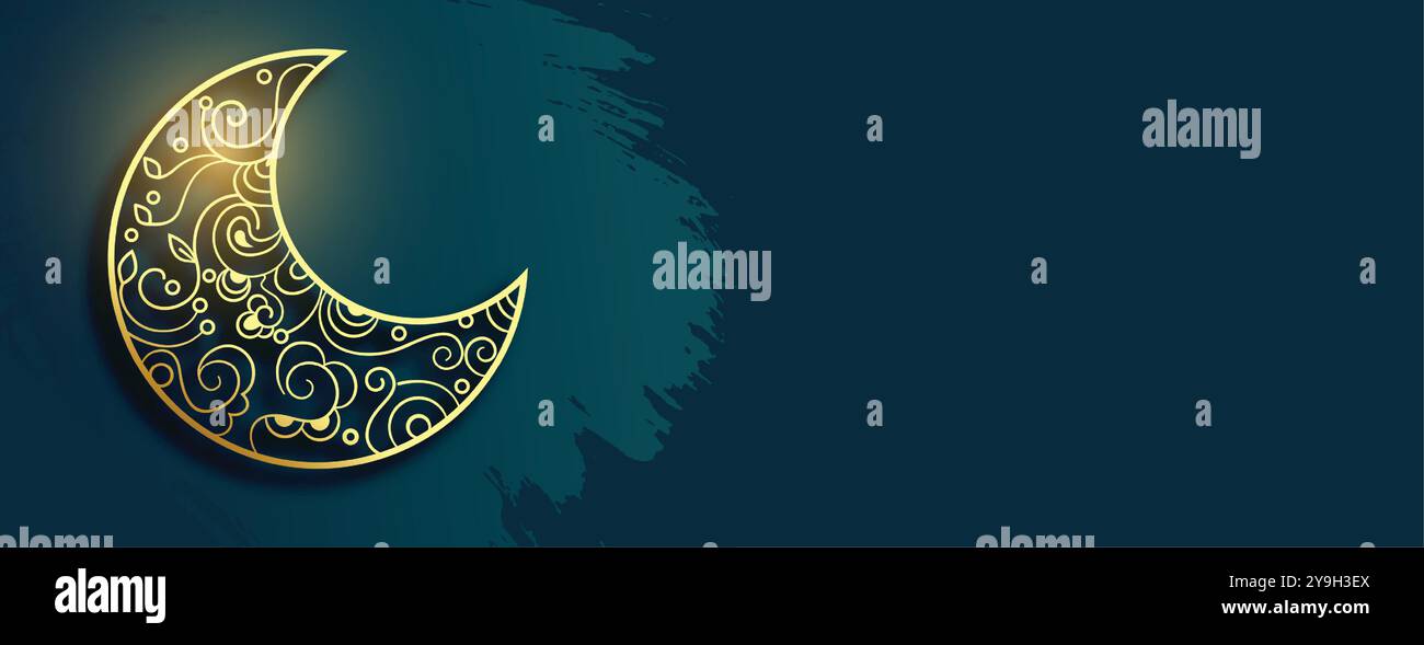 modern islamic style golden crescent wallpaper with text space vector ...