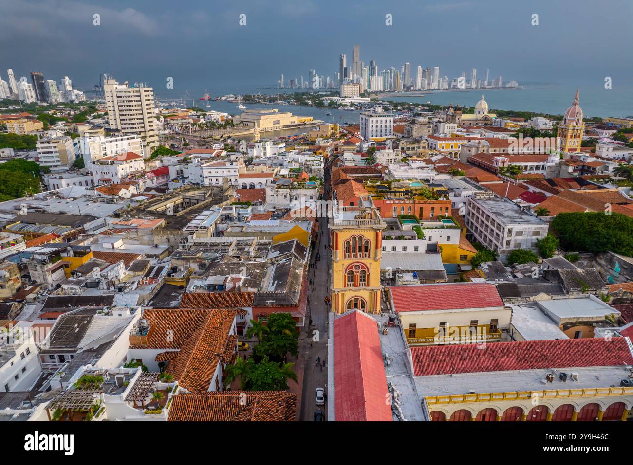 Beautiful aerial view of the Walled City of Cartagena, Its majestic ...