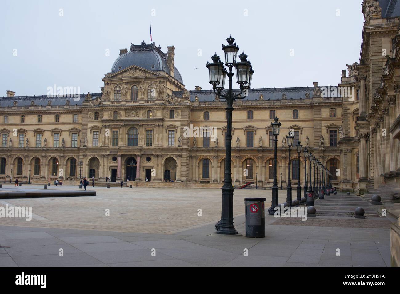 Louvre Museum Courtyard with Classic Architecture and Modern Pyramid ...