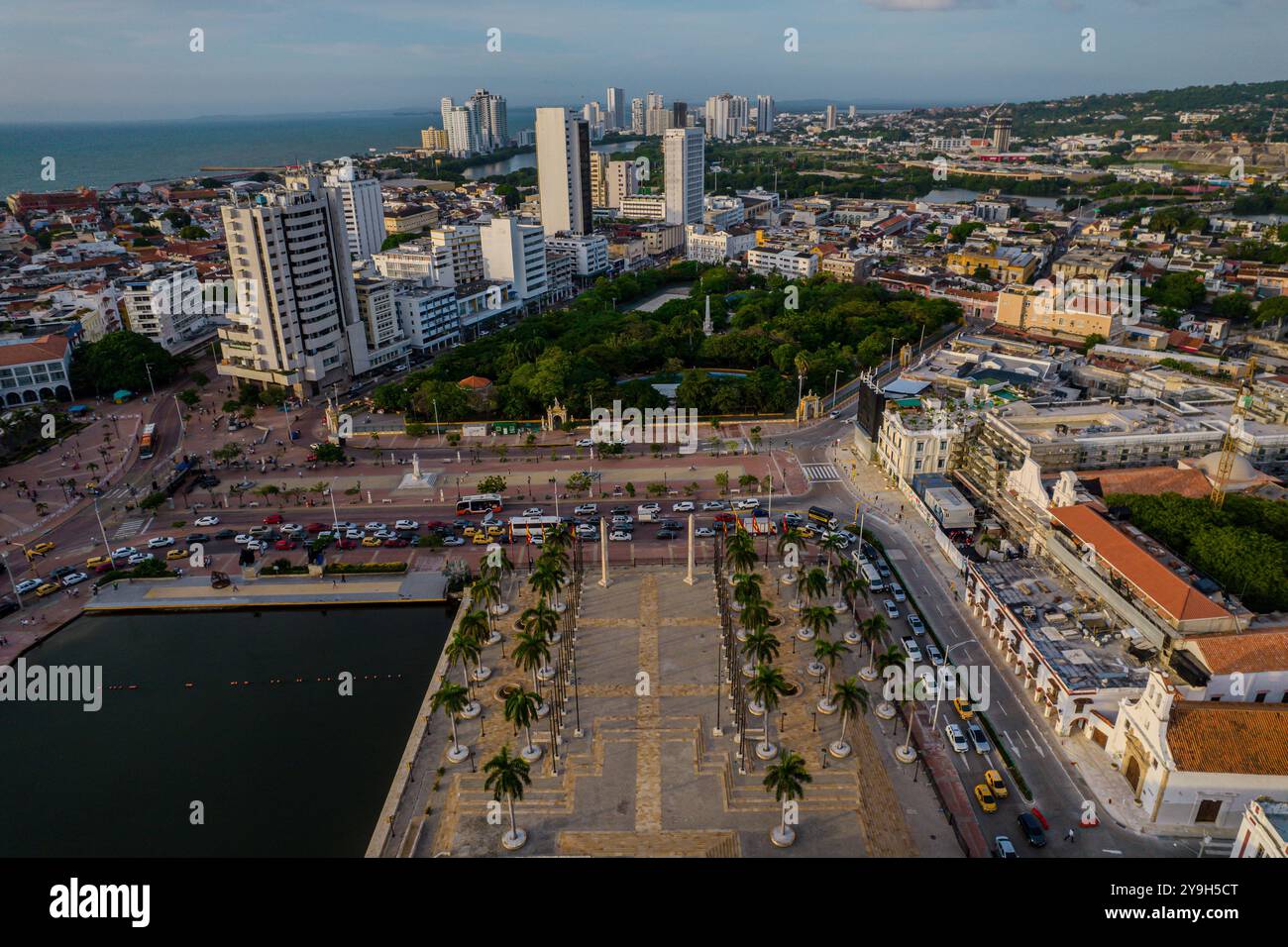 Beautiful aerial view of the Walled City of Cartagena, Its majestic ...