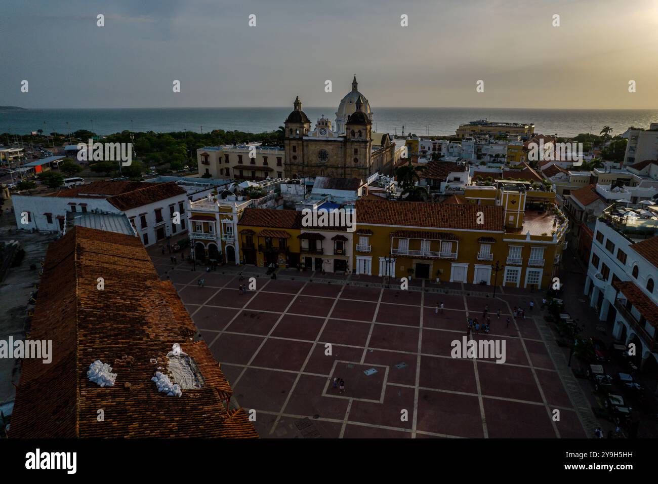 Beautiful aerial view of the Walled City of Cartagena, Its majestic ...