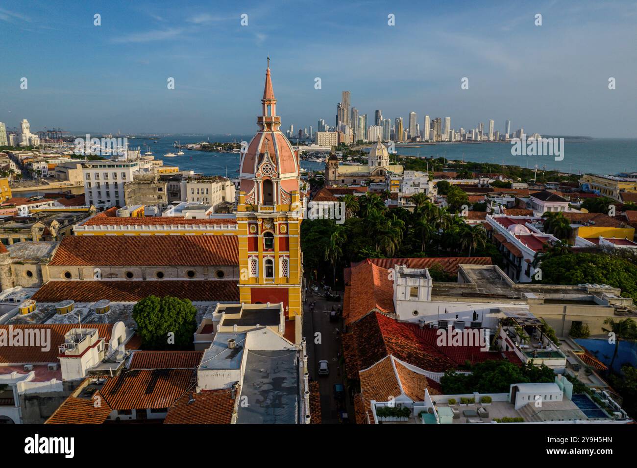 Beautiful aerial view of the Walled City of Cartagena, Its majestic ...