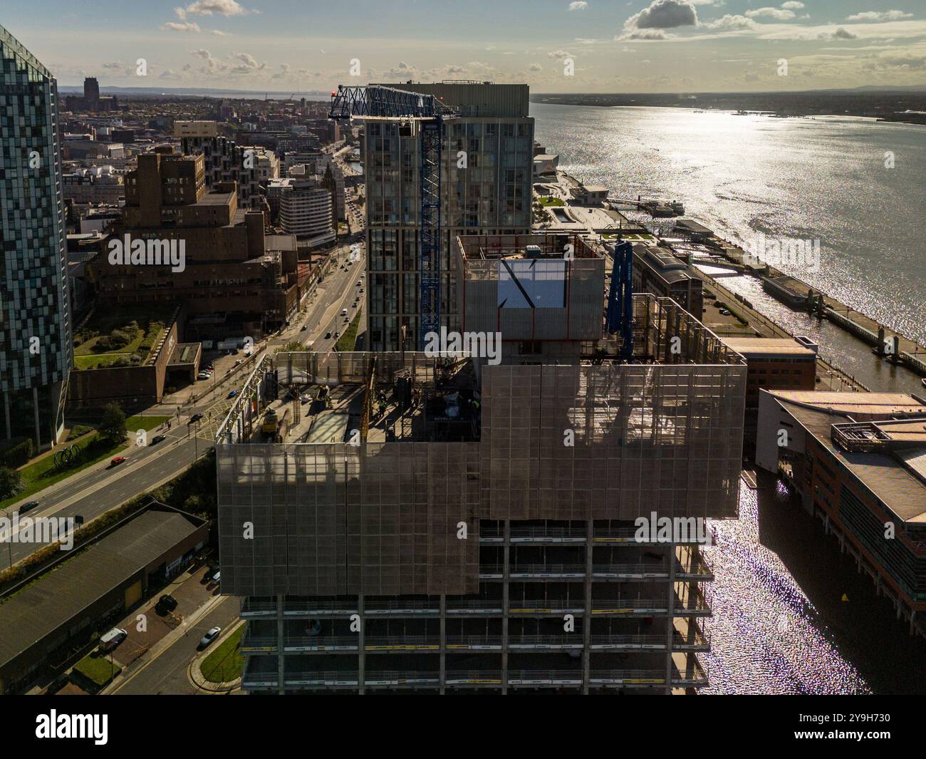 Building exterior architecture river crane construction site progress ...