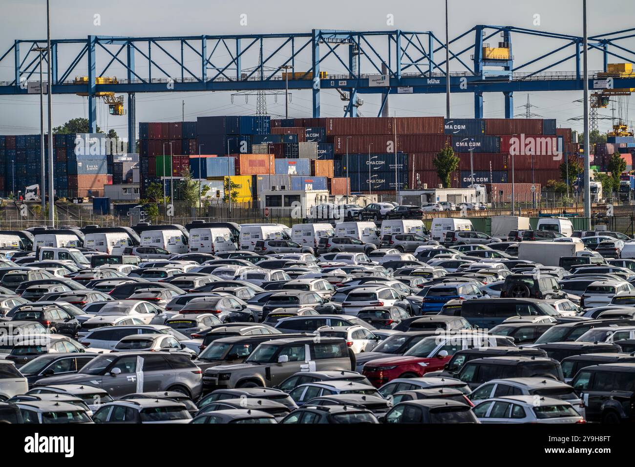 Car terminal in the inland port Logport I, in Duisburg on the Rhine ...