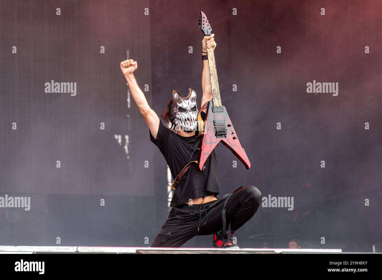 June 27, 2024: Dmitry "Dima" Mamedov performs with Slaughter to Prevail at the Hellfest Open Air ...