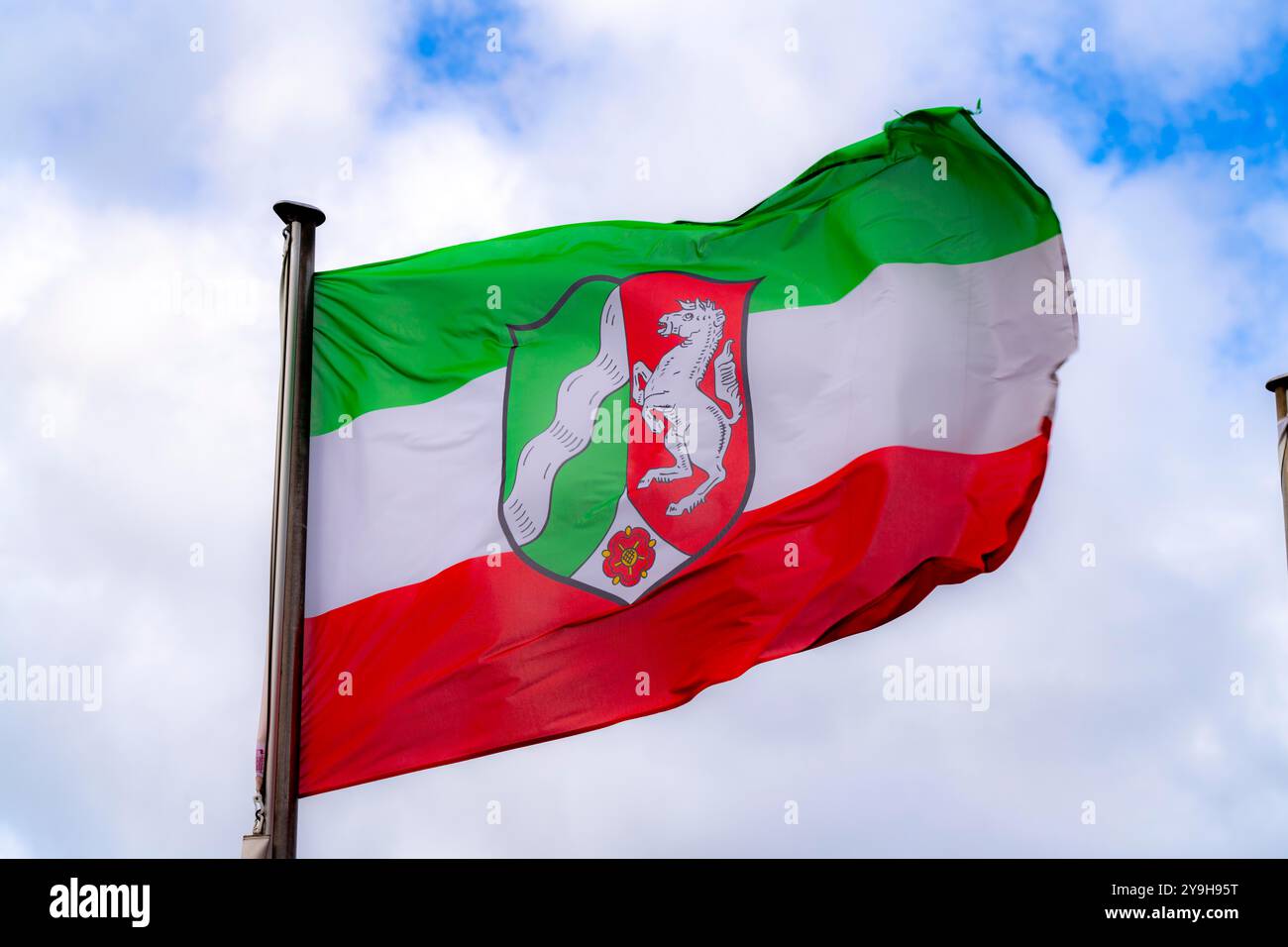Waving NRW, North Rhine-Westphalia flag Stock Photo - Alamy