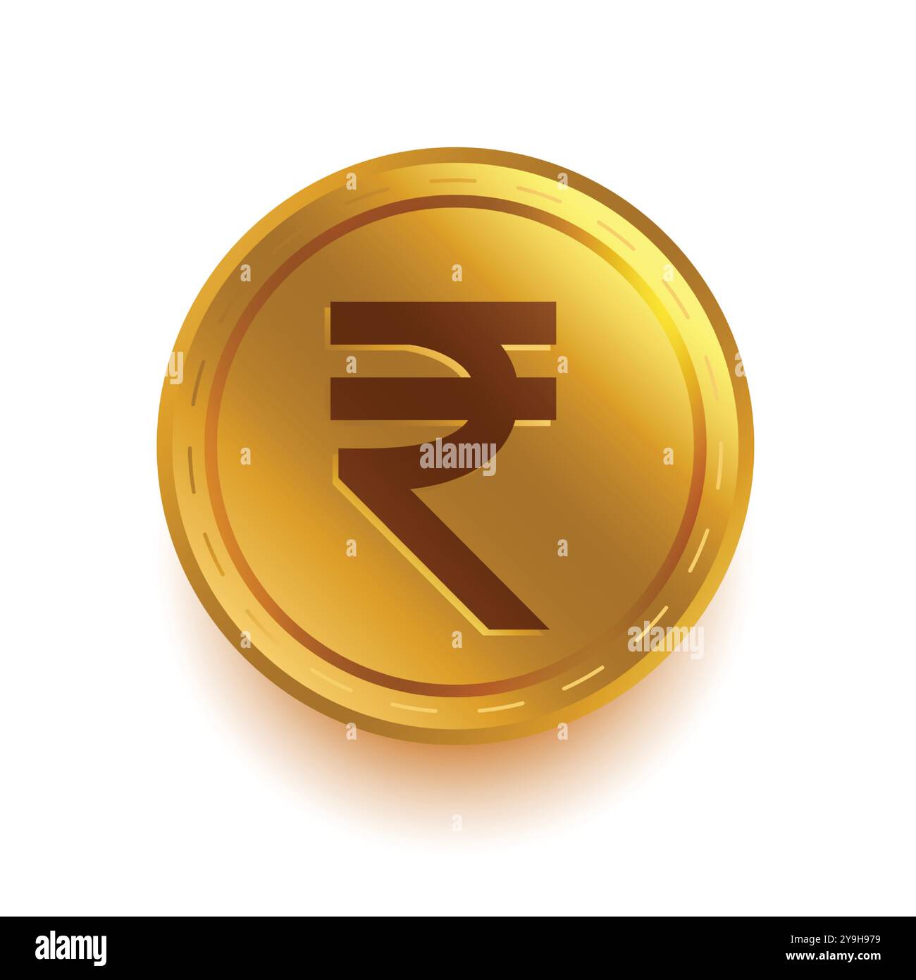 digital currency indian rupee symbol on golden coin vector Stock Vector ...