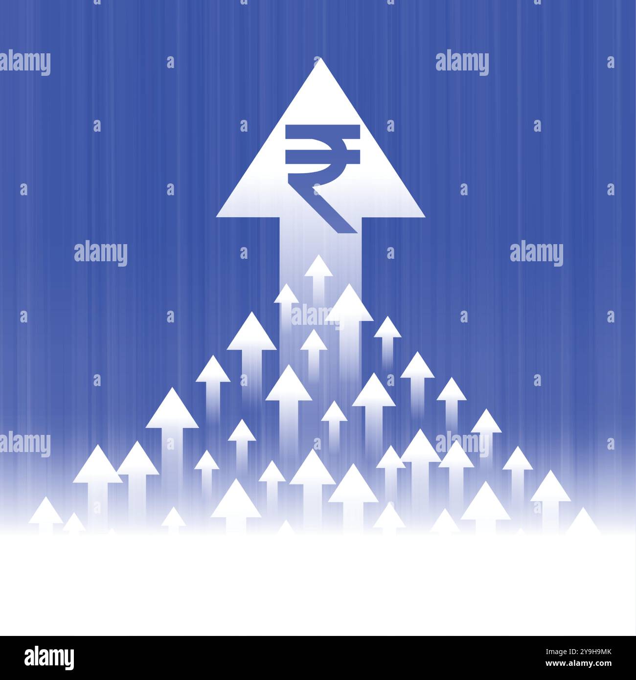 digital indian rupee rising value with grow up arrow background vector ...