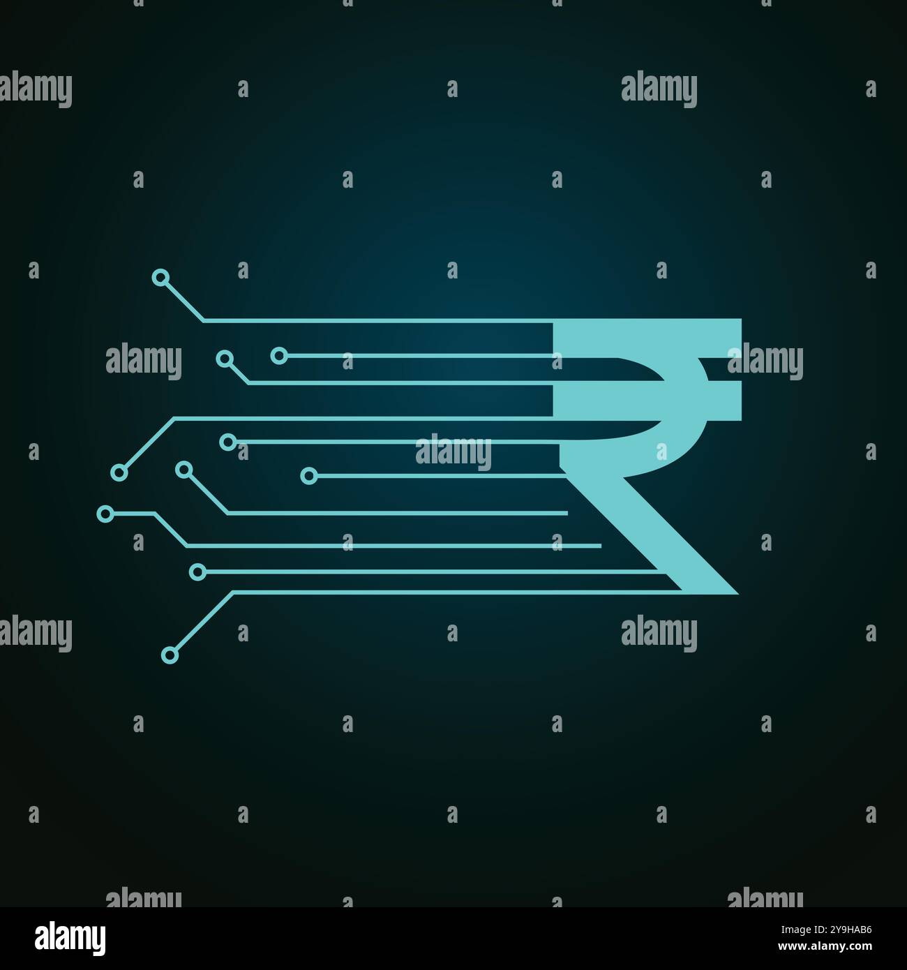 digital money inr indian rupee futuristic circuit technology background ...