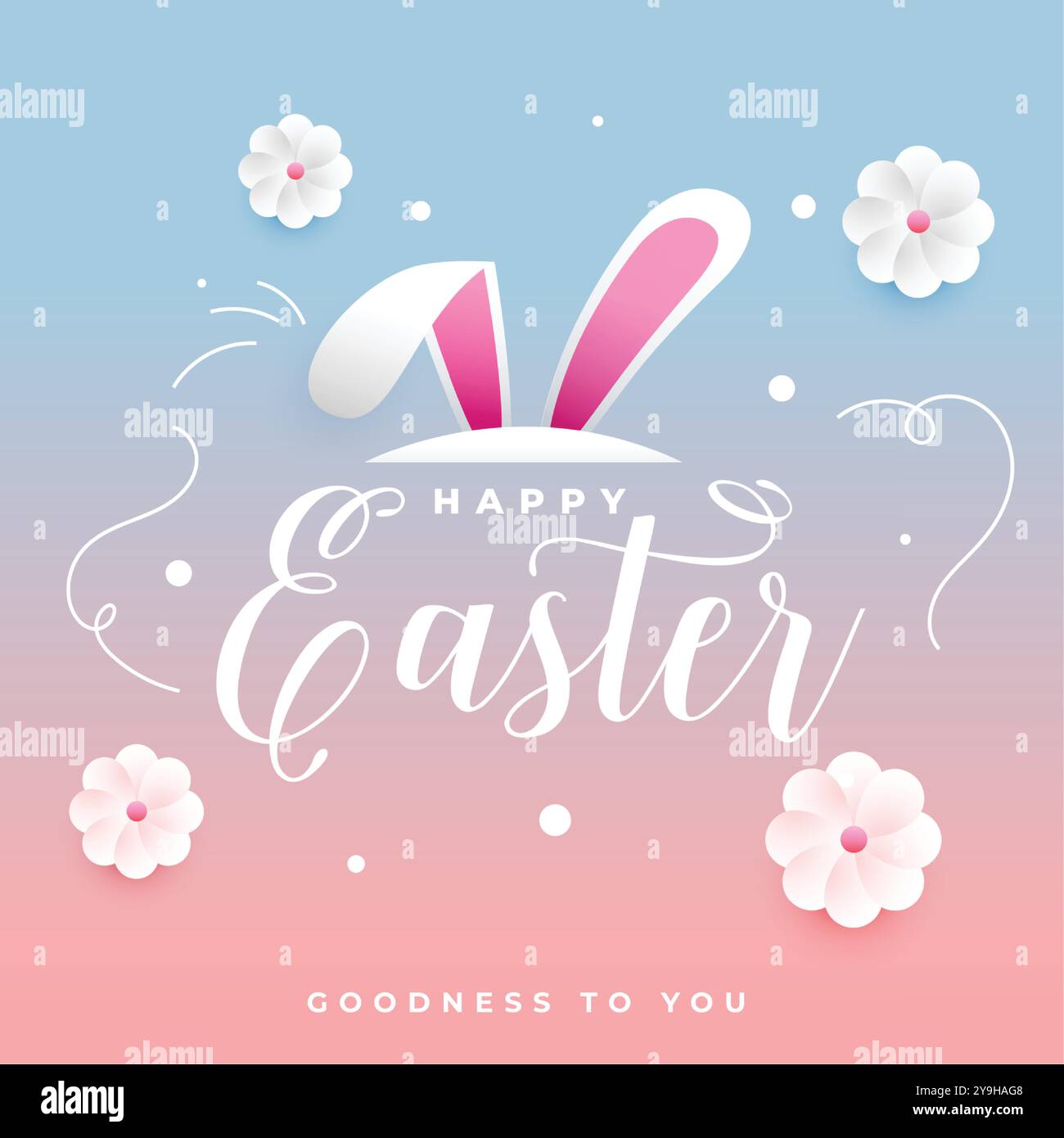 lovely easter seasonal card with bunny ear and flower vector Stock ...