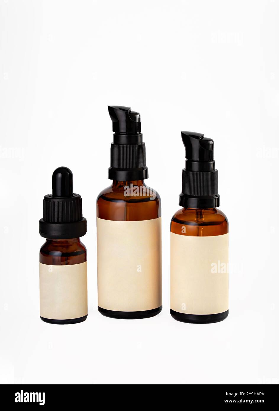 Blank photography of face oil with pipette and pump dispenser, serum ...