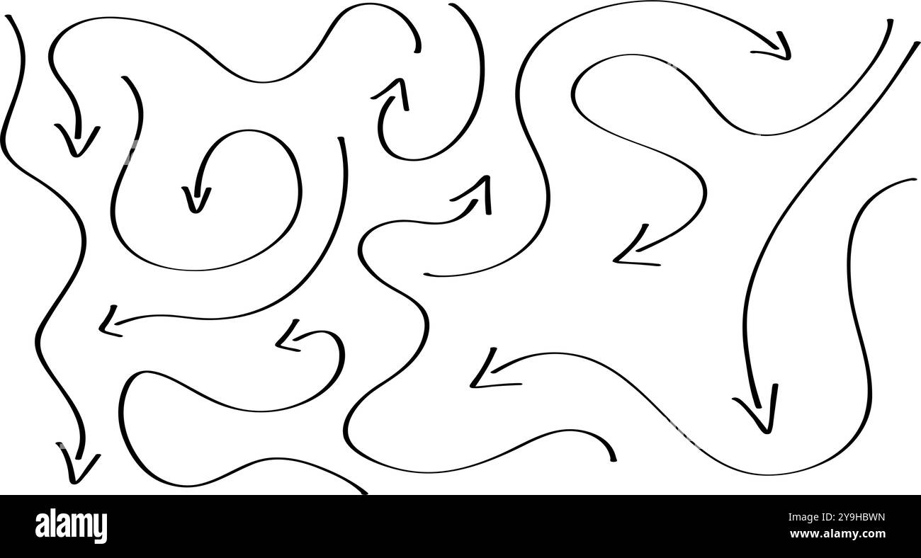 A collection of curved arrows illustrates a complex, abstract design on ...