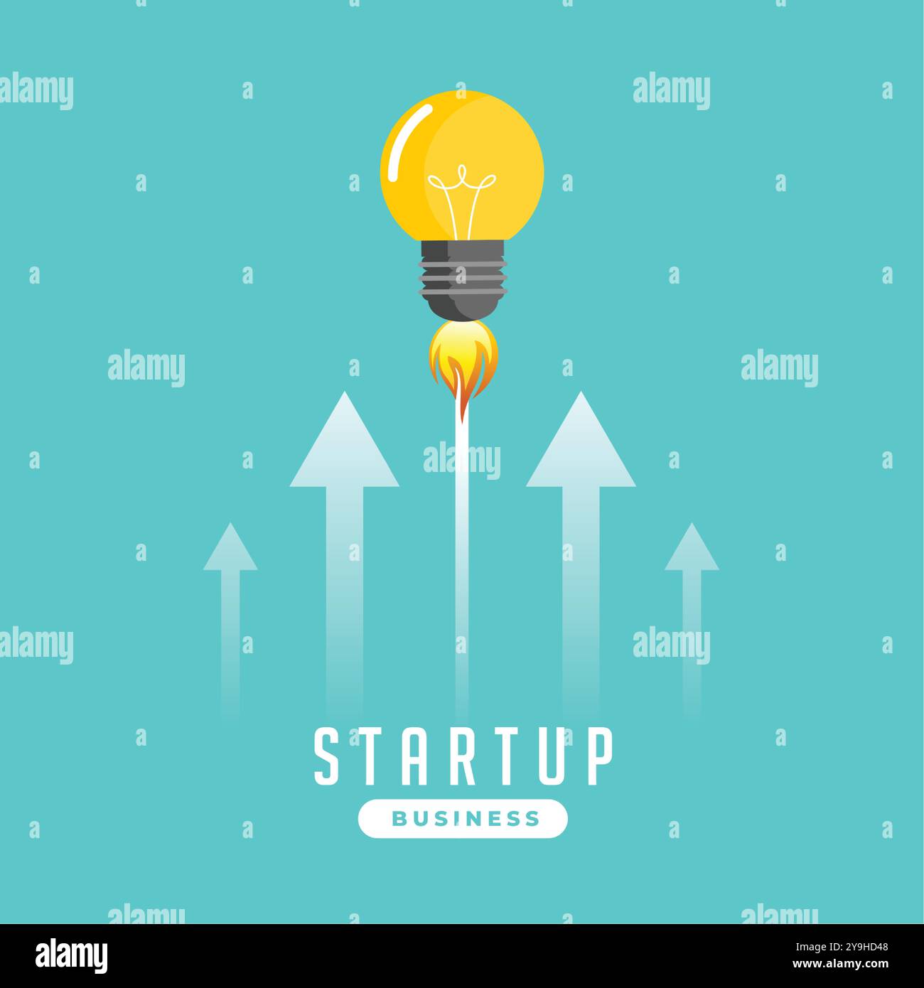 startup business idea concept with yellow light bulb symbol vector ...