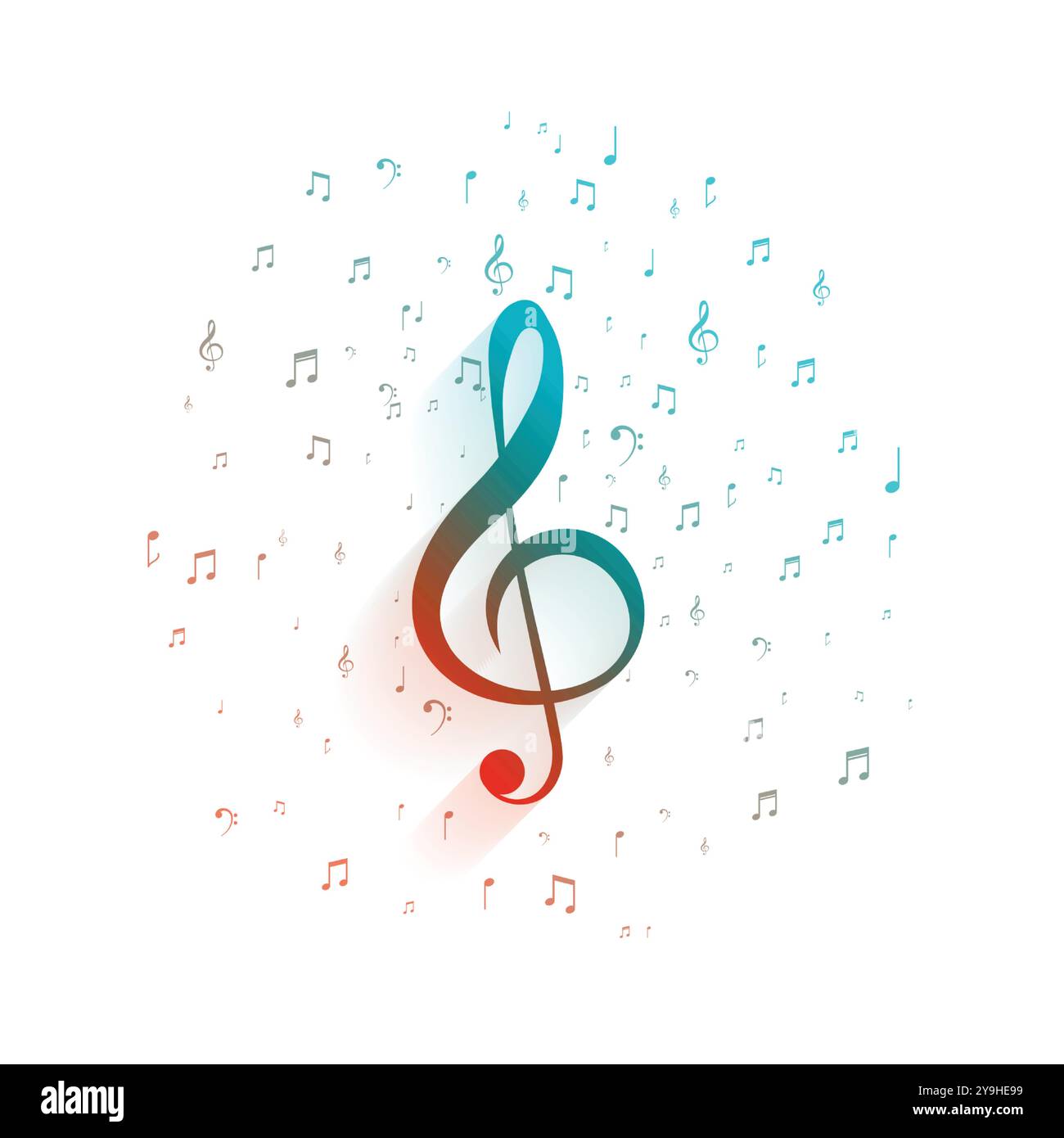 treble clef symbol on white background with music notes vector Stock ...