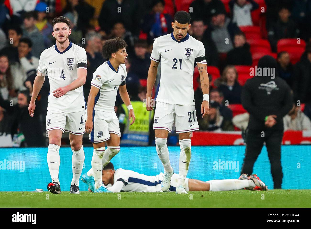 Declan Rice and Dominic Solanke of England look dejected following ...