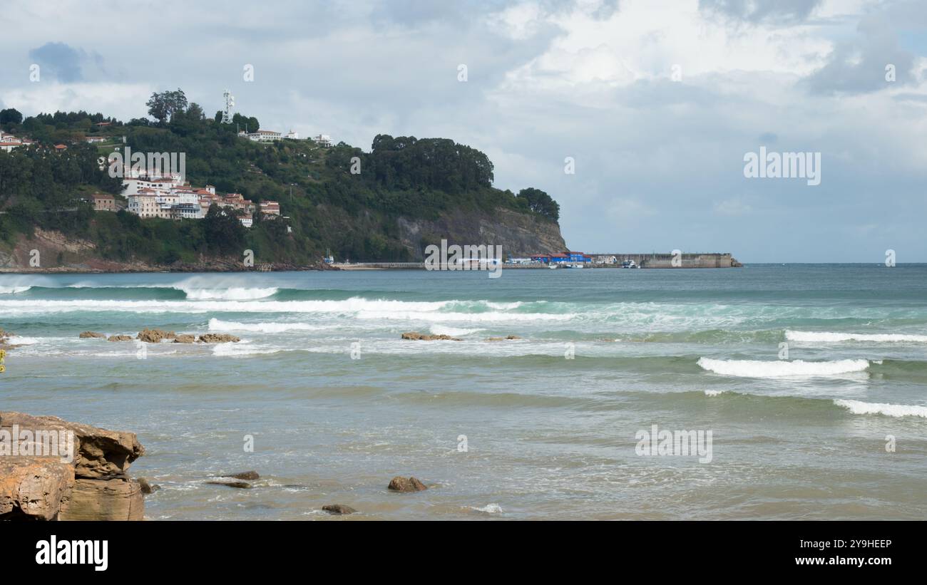 Panoramic view from La Griega beach, in Colunga. Lastres, an idyllic ...
