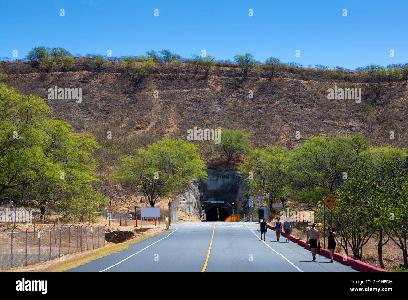 OAHU, HAWAII - AUG. 21, 2023: Hikers trespass the Diamond Head tunnel ...