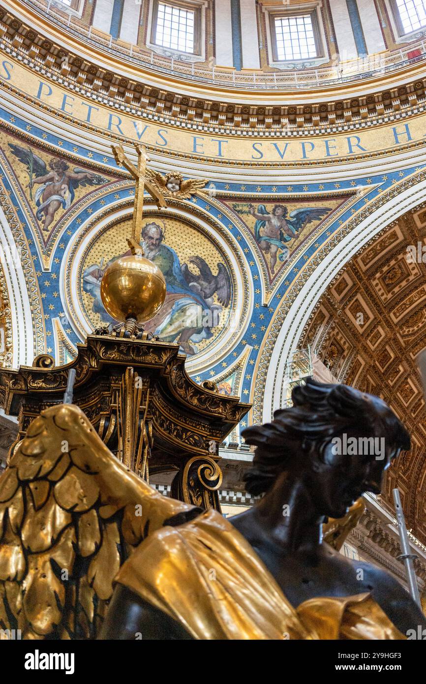 A detail of the St. Peter's Baldachin, a baroque sculpted bronze canopy created by Italian ...