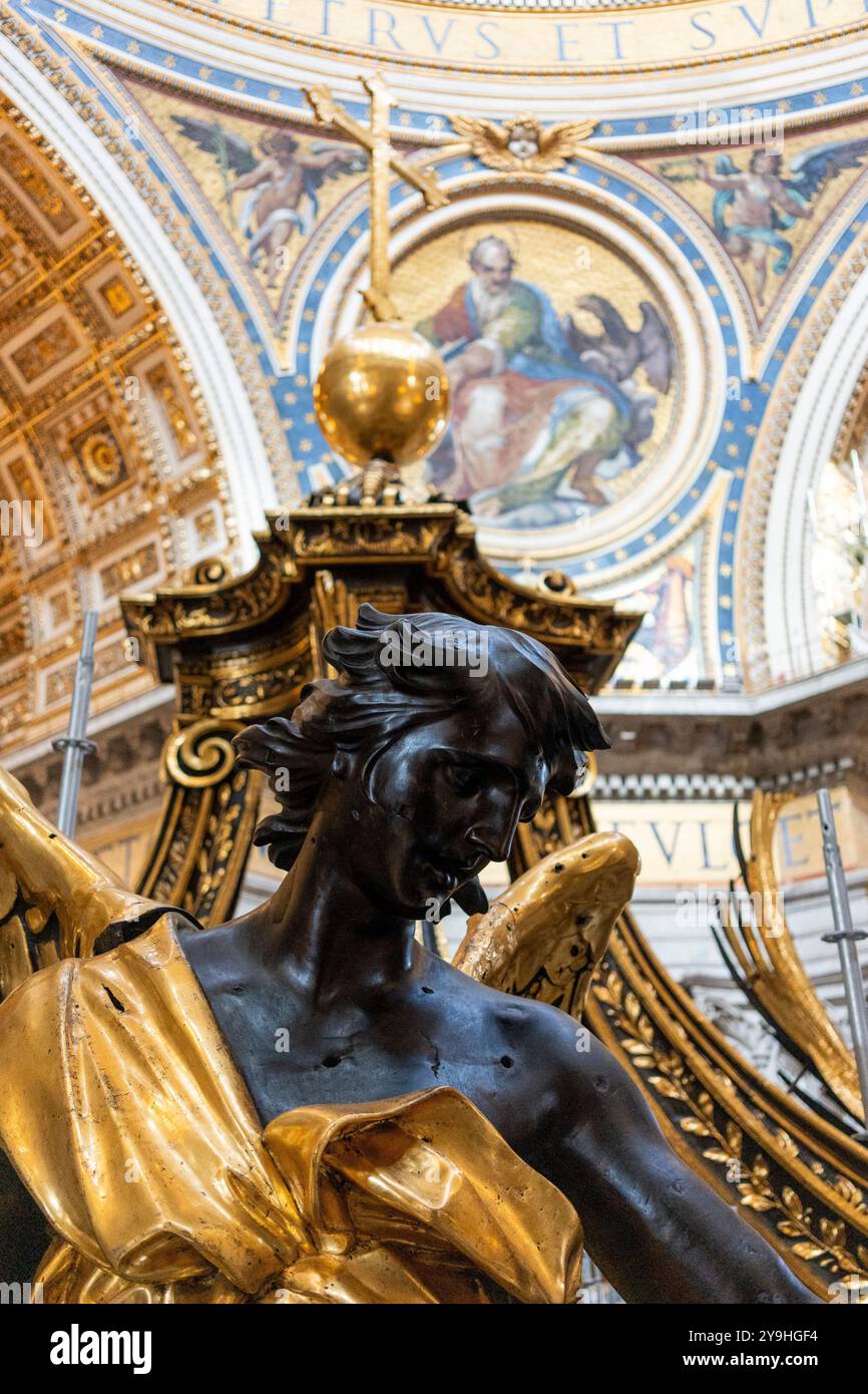 A detail of the St. Peter's Baldachin, a baroque sculpted bronze canopy created by Italian ...