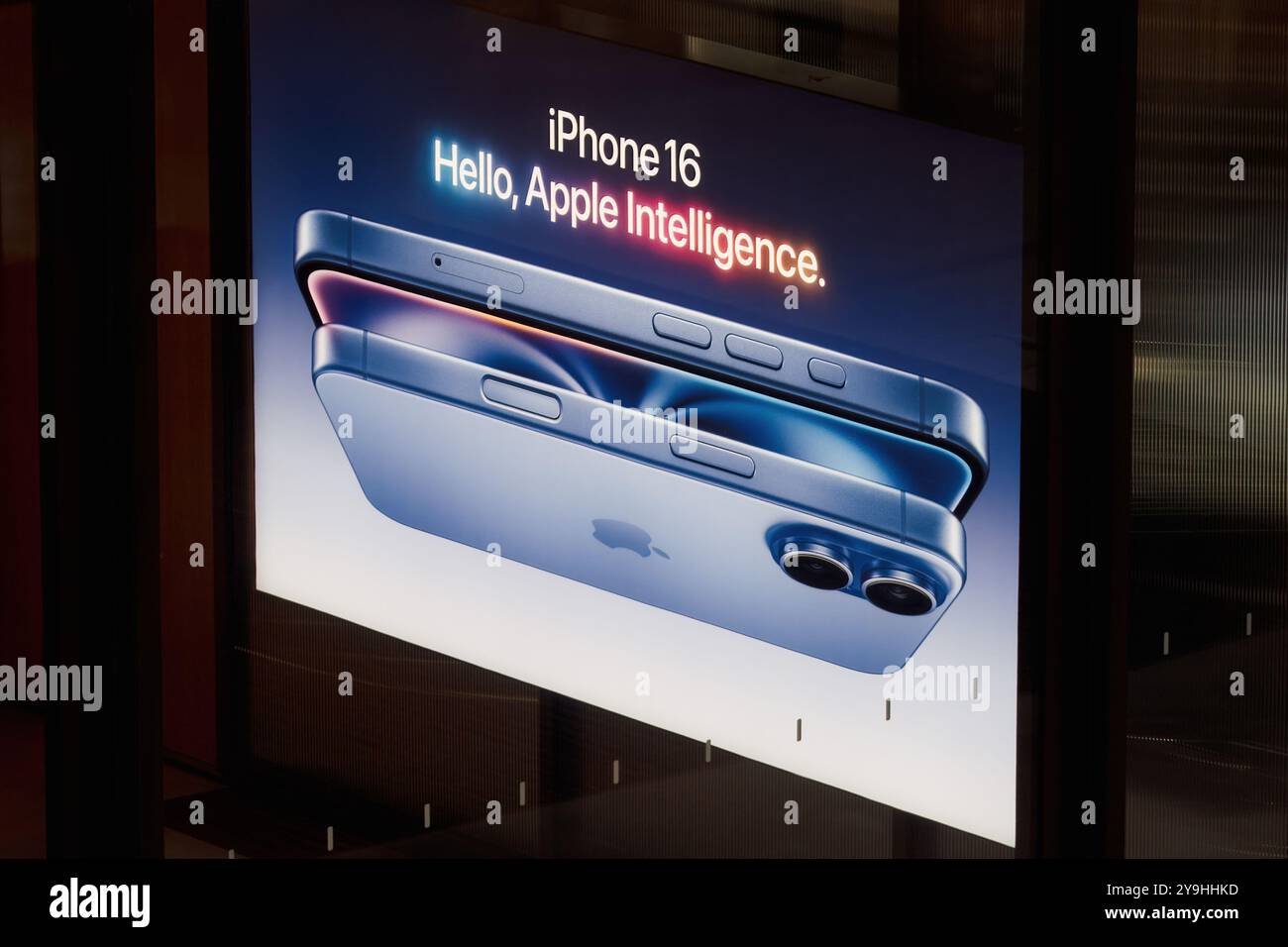 A modern advertising display showcases the sleek design of the new ...
