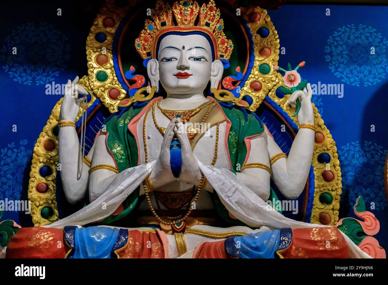 Buddhist temple statues and decoration in Nepal. Traditional Nepali ...
