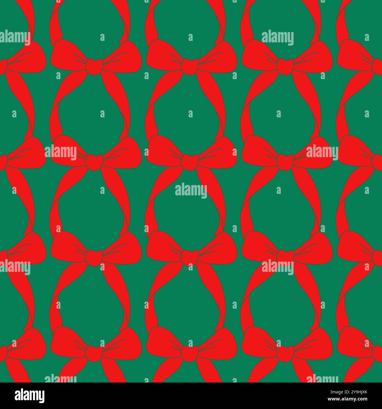 Seamless pattern with Christmas red bows on a green background. Cute ...