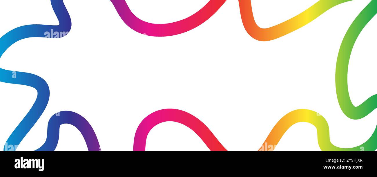 Background of rainbow squiggles. Dynamic lines of colourful curves. For ...