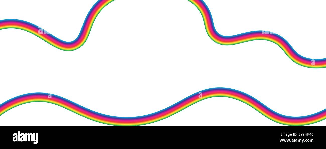 Background of rainbow squiggles. Dynamic lines of colourful curves. For ...