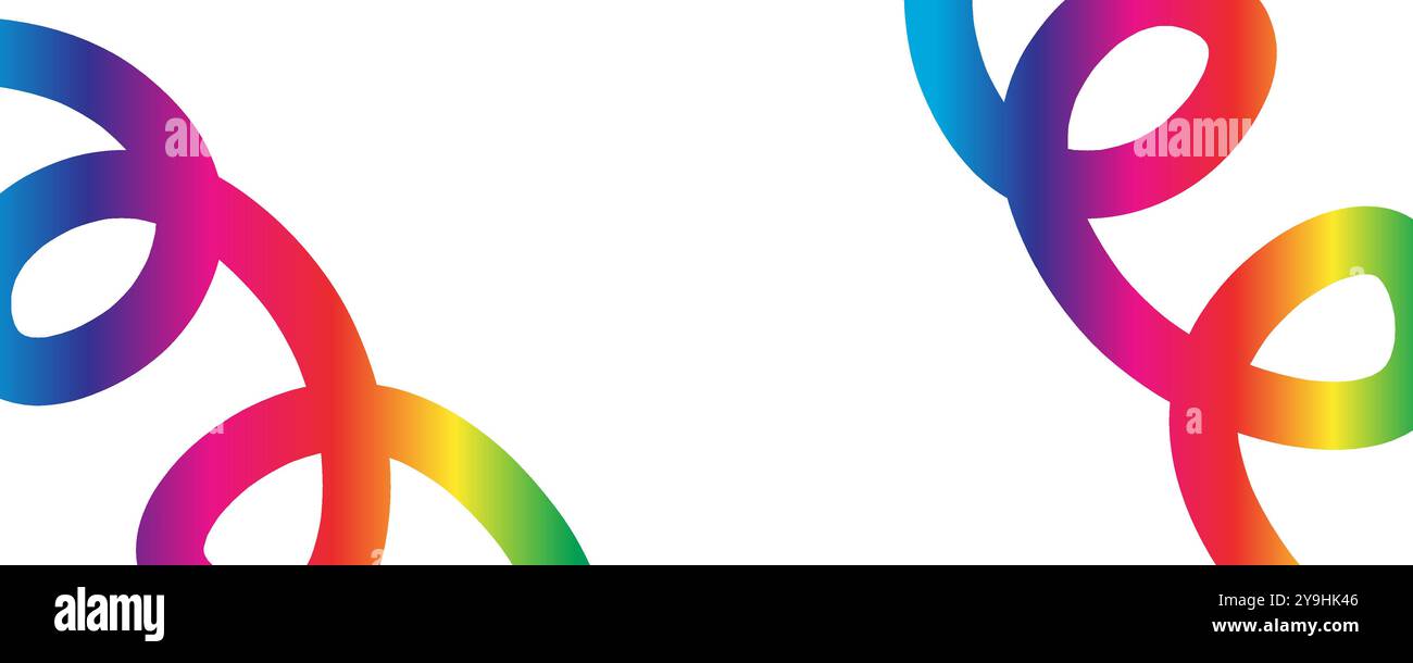 Background of rainbow squiggles. Dynamic lines of colourful curves. For ...