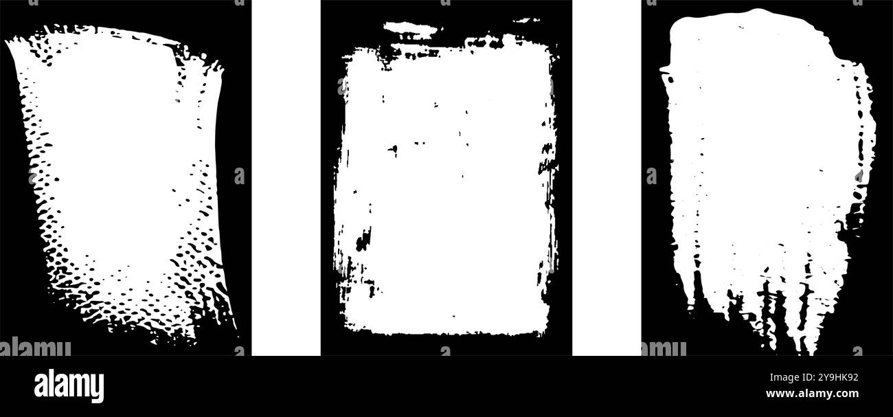 Set of grunge frames for photo collage. Template with brush stroke ...