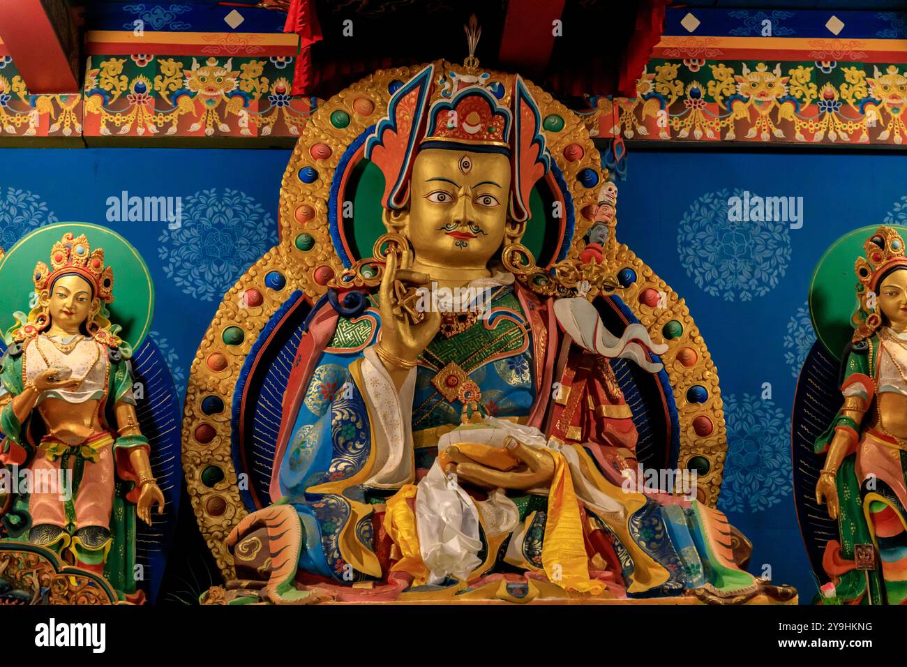 Buddhist temple statues and decoration in Nepal. Traditional Nepali ...