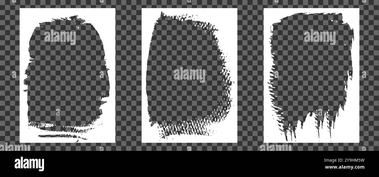 Set of grunge frames for photo collage. Template with brush stroke ...