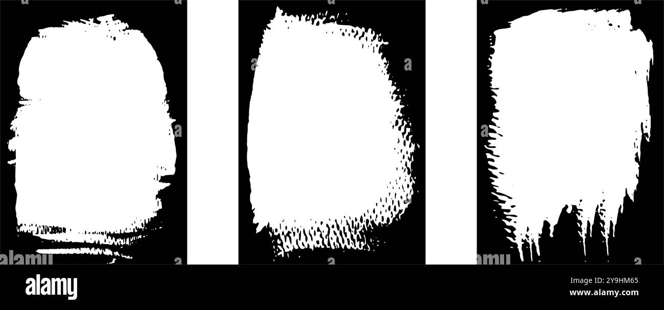 Set of grunge frames for photo collage. Template with brush stroke ...