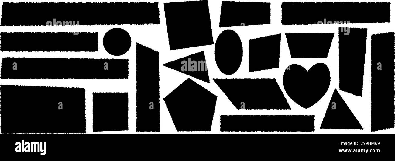 Set of torn empty pieces paper sheets with jagged edges. Scraps of ...