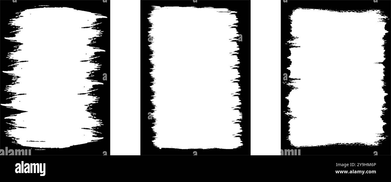 Set of grunge frames for photo collage. Template with brush stroke ...