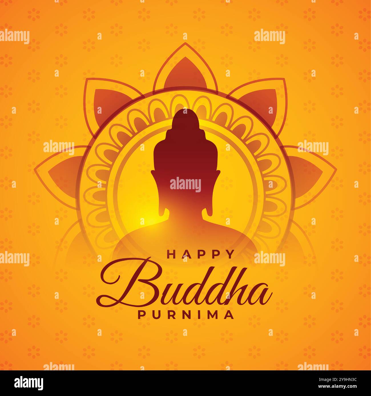 traditional guru purnima background with gautama buddha silhouette ...
