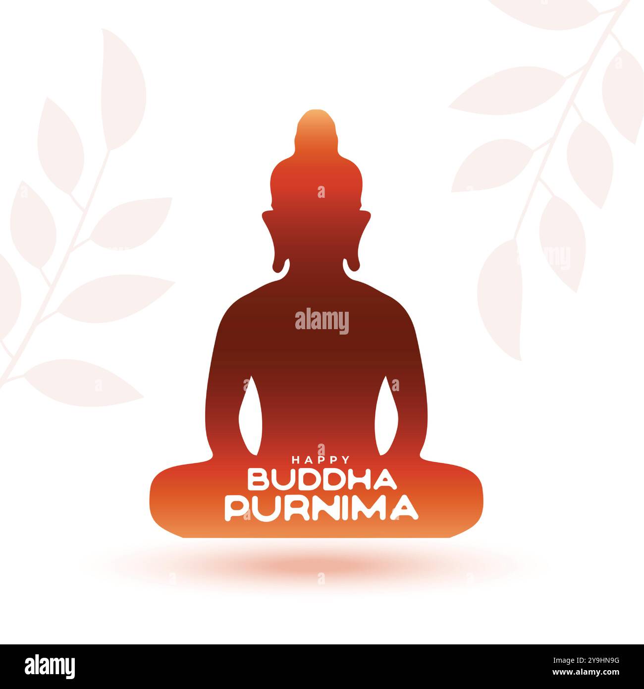 elegant and devotional gautama buddha purnima background with leaves ...