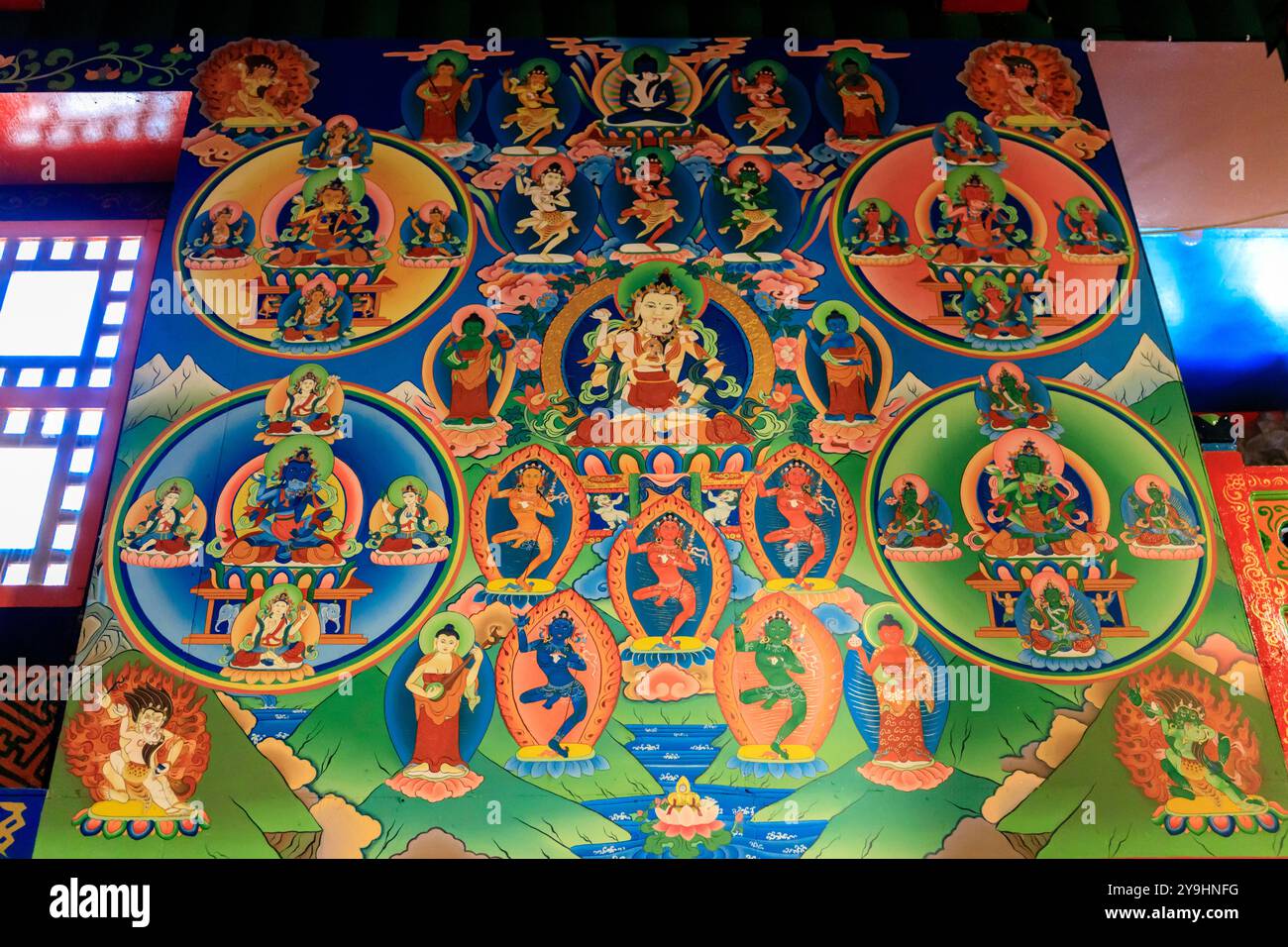 Buddhist temple statues and decoration in Nepal. Traditional Nepali ...