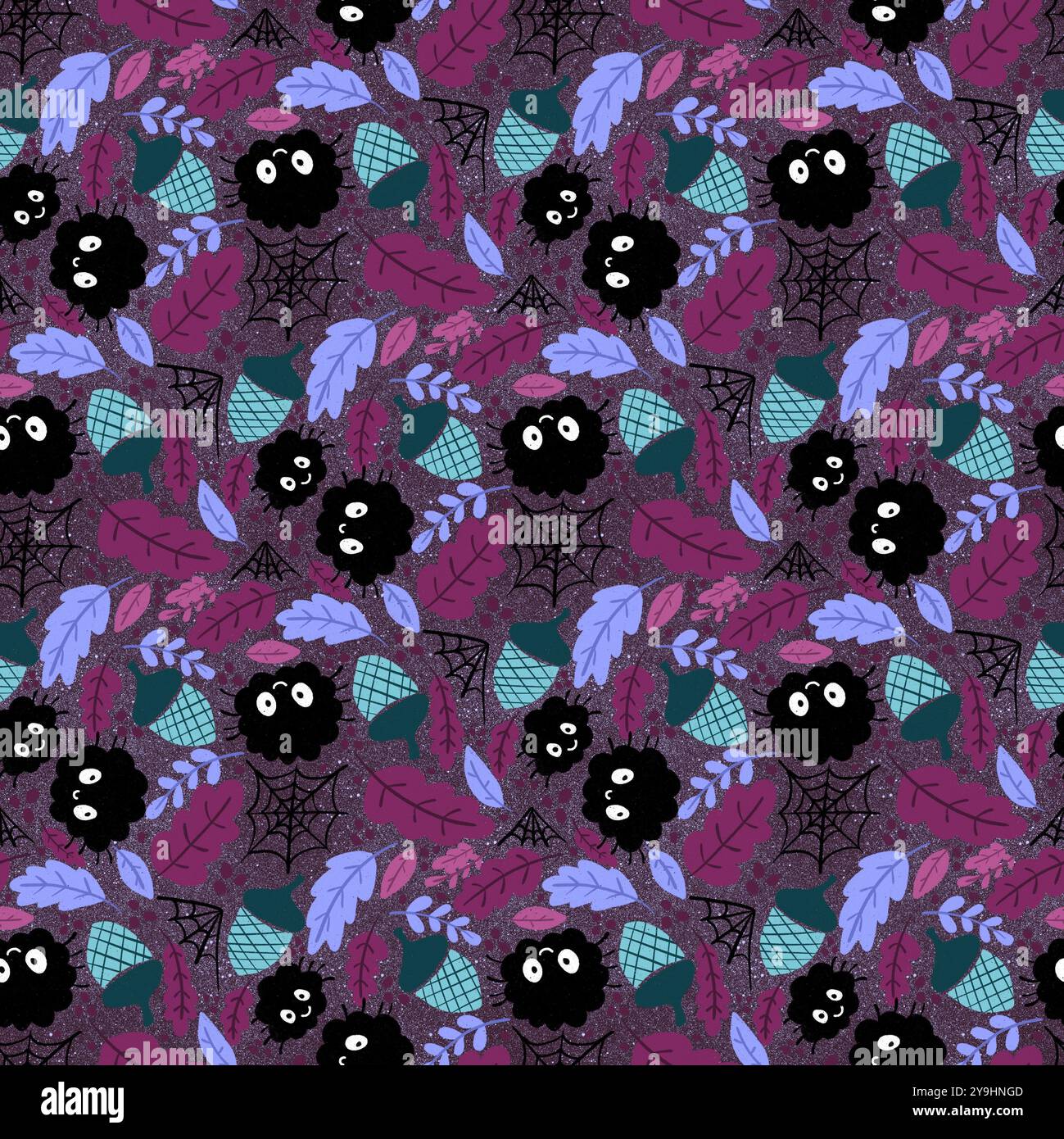 Autumn Halloween cartoon monsters seamless leaves pattern for wrapping ...