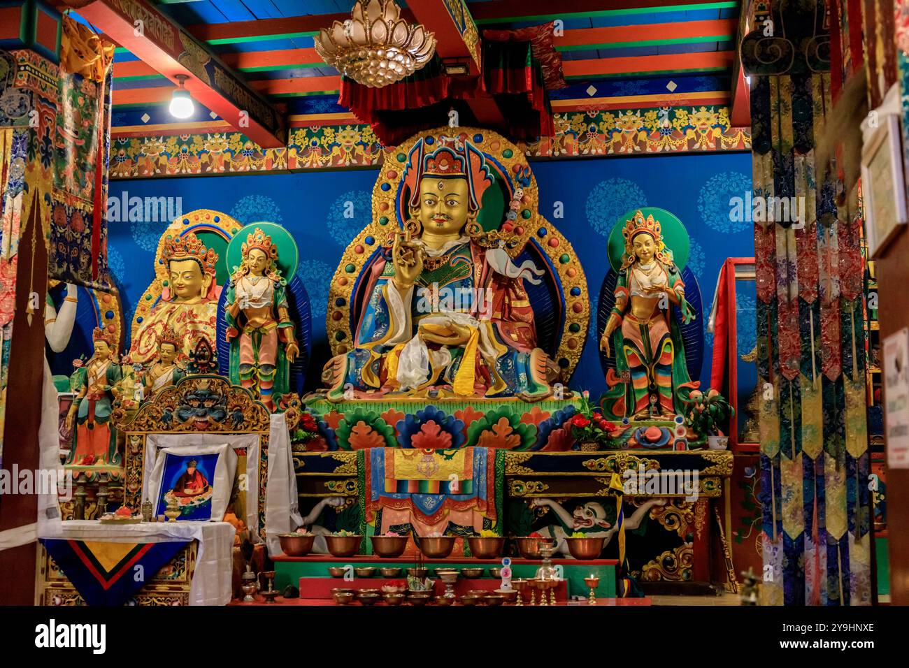 Buddhist temple statues and decoration in Nepal. Traditional Nepali ...
