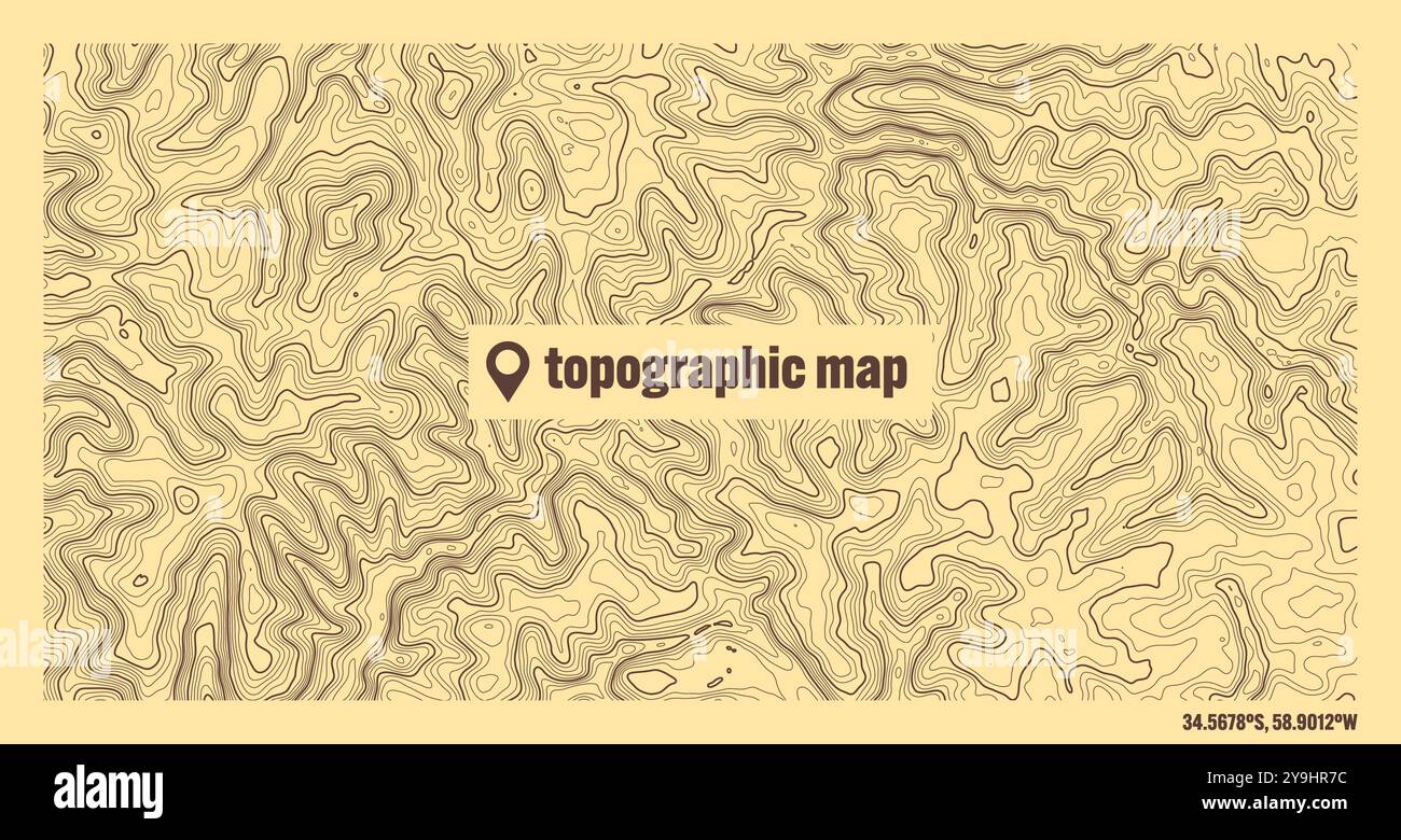 Colorful topographic map with contour lines. Geographic terrain grid ...