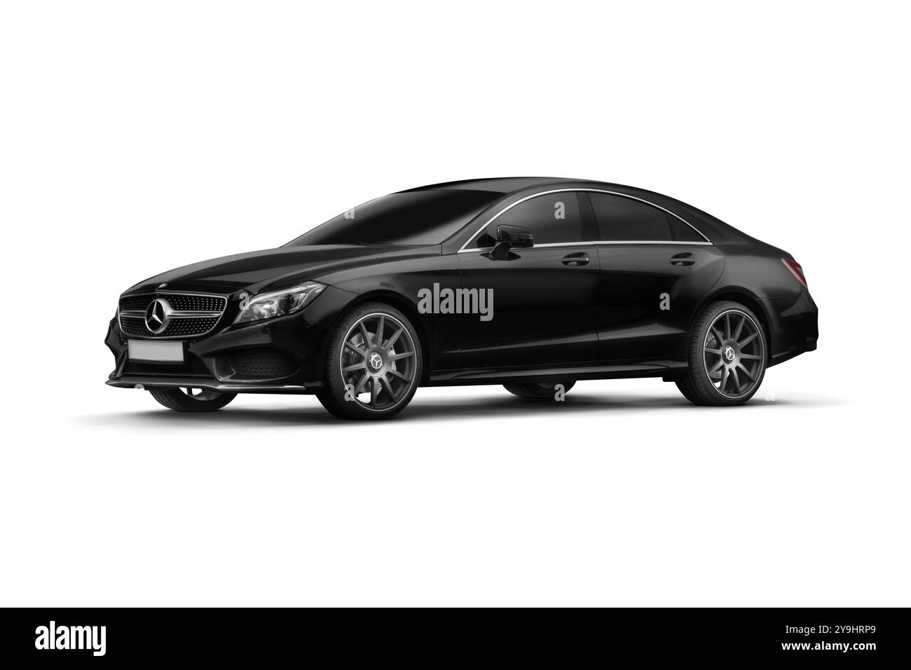 Moscow, Russia - Aug 19 2024: Side view of a black Mercedes CLS sedan ...