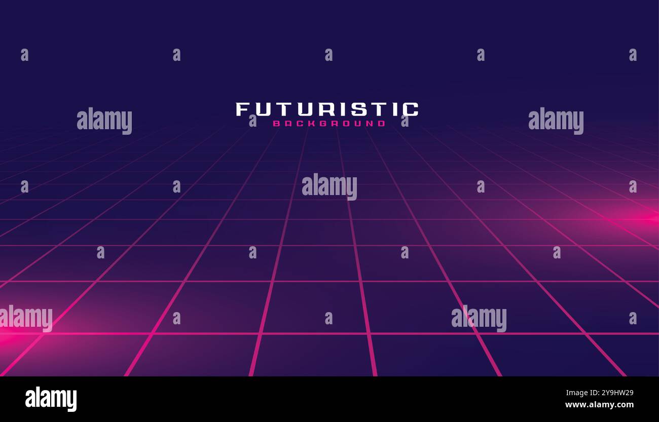 glowing geometric grid lines perspective background design vector Stock ...