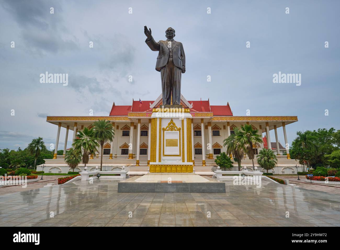 Standing bronze statue of the great leader in front of the museum. At ...