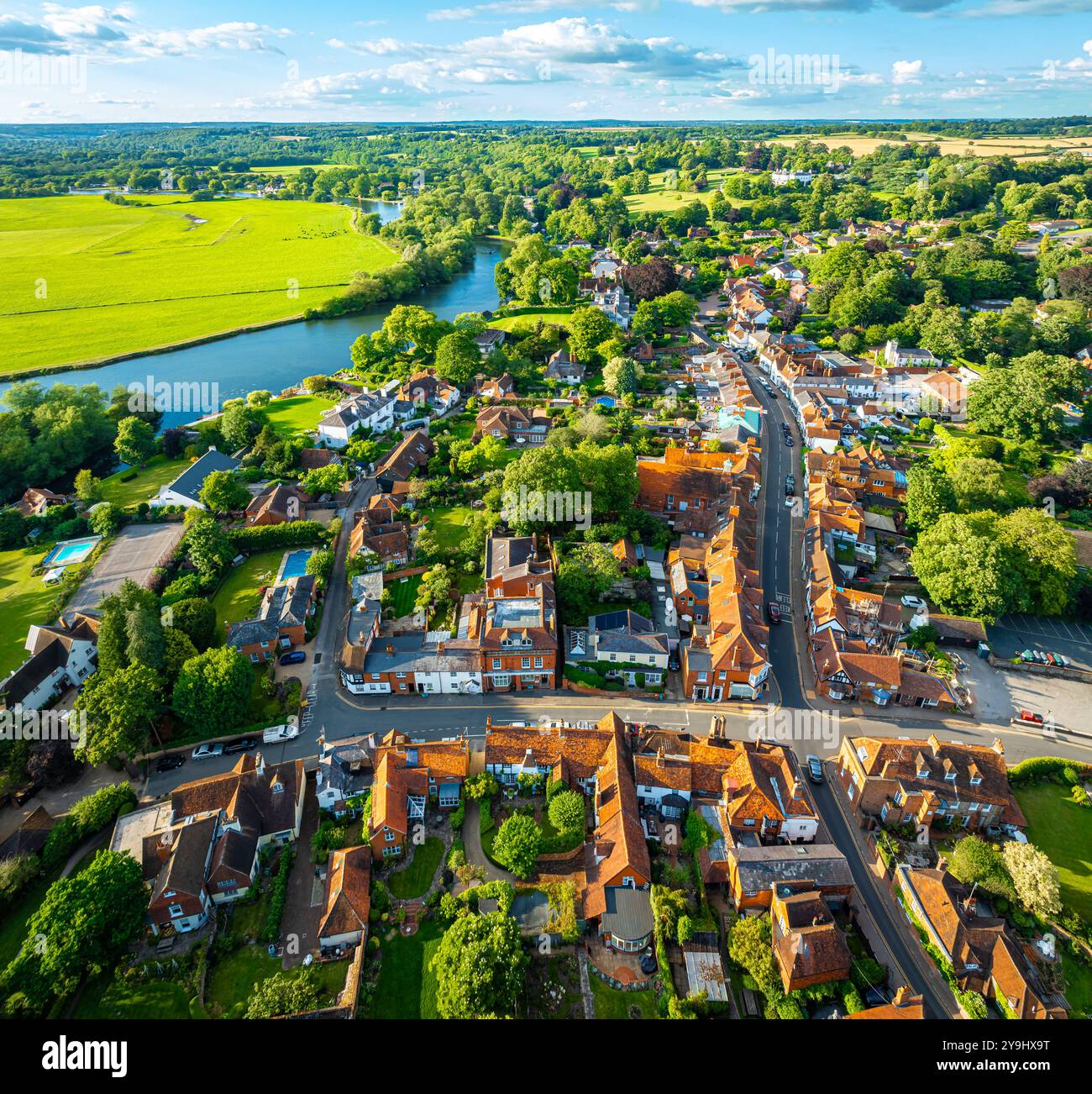 Aerial view of Wargrave, a historic village and civil parish in ...
