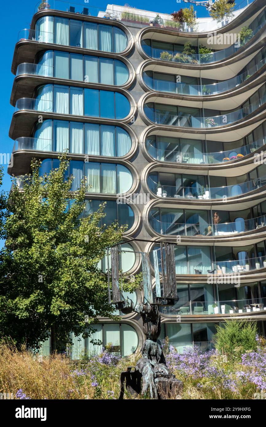 High line Park in West Chelsea is surrounded by luxury condominiums ...