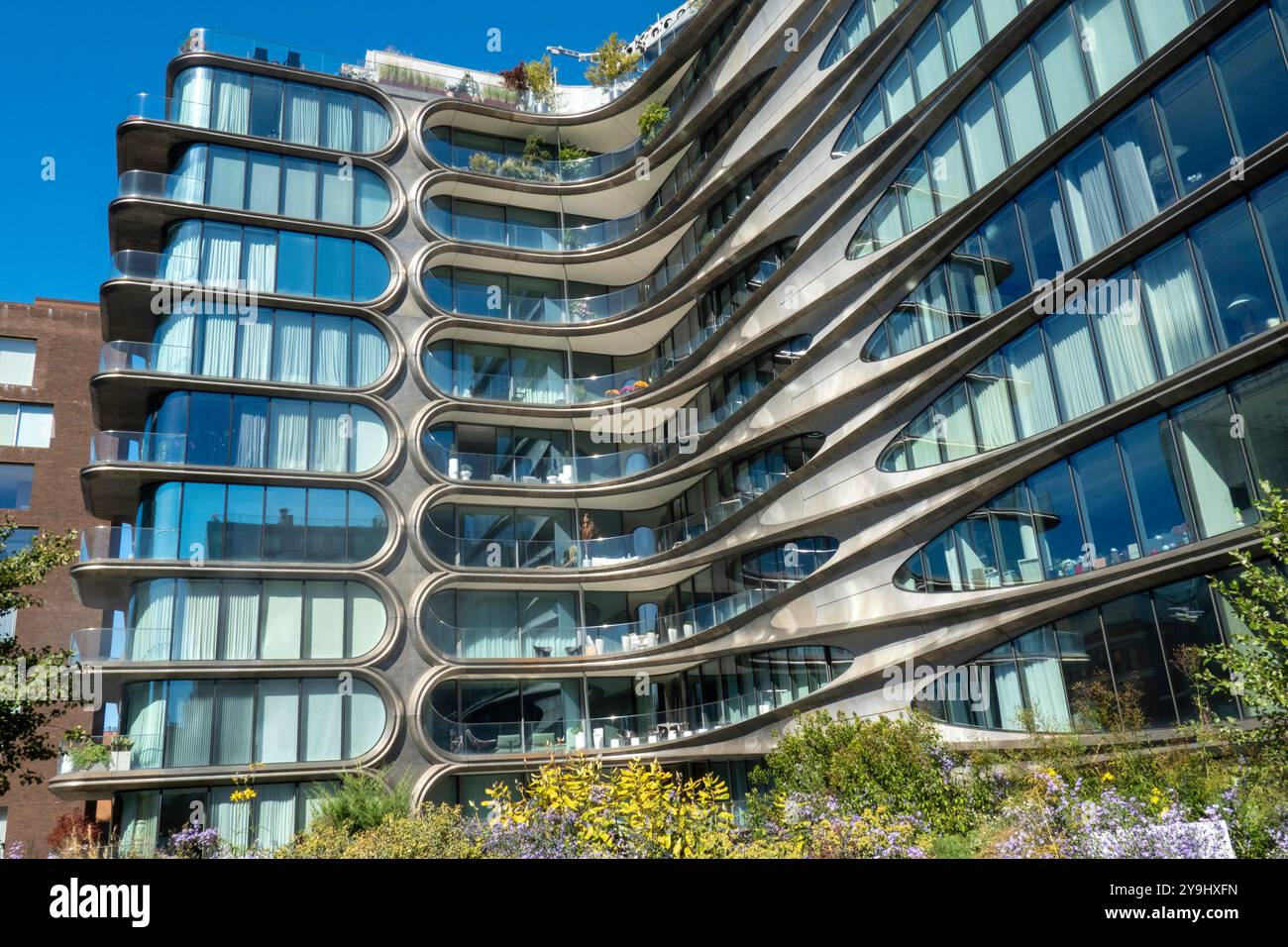 High line Park in West Chelsea is surrounded by luxury condominiums ...