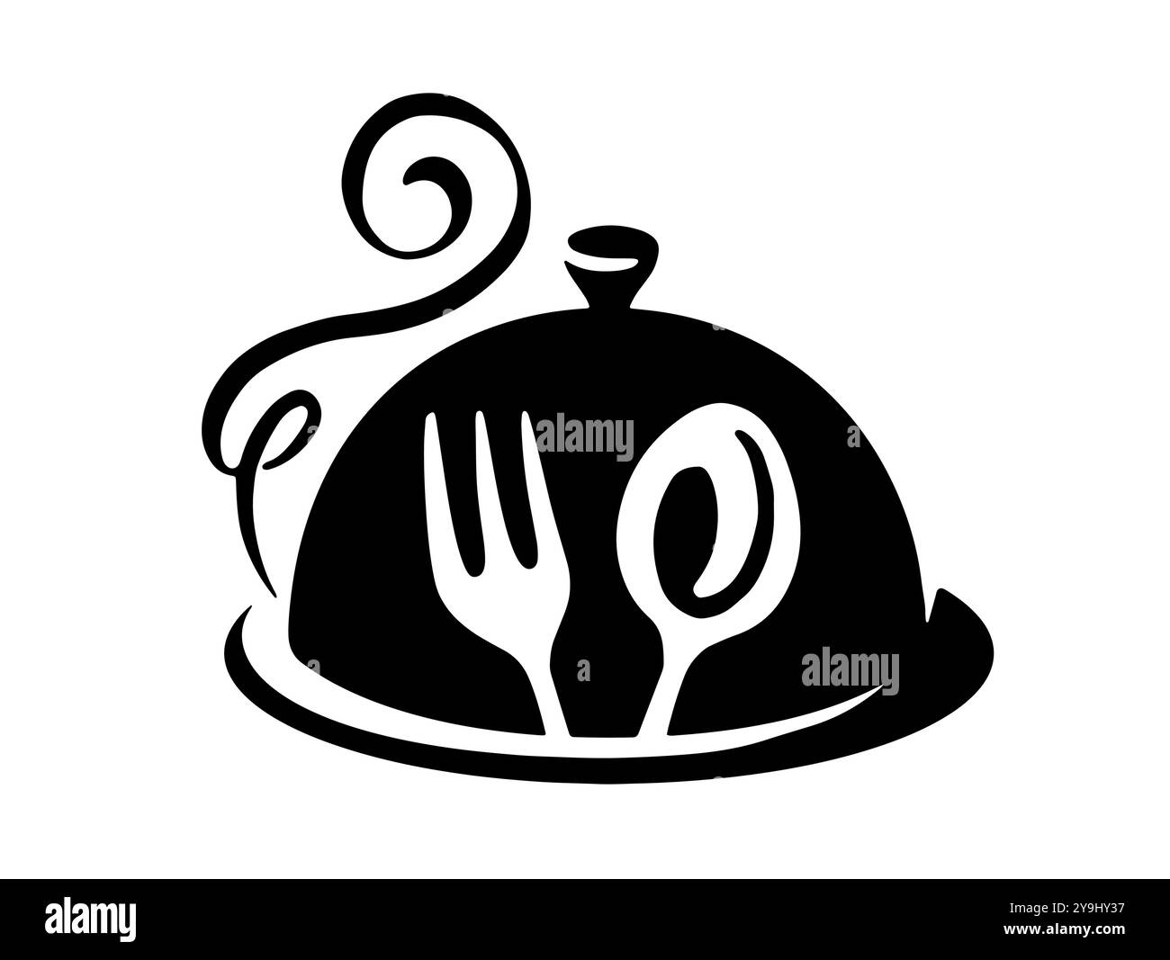 Tray with lid, fork and spoon symbol. Hot food sign simple for ...