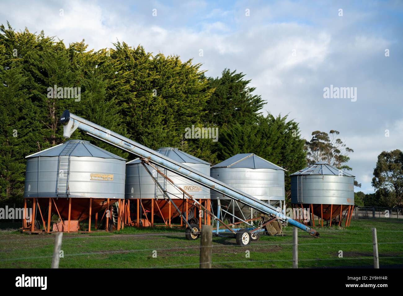 jacky bin and silos for grain on a farm in australia in summer Stock Photo - Alamy